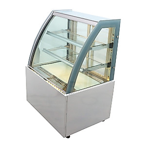 INTSUPERMAI Glass Bakery Display Case 35inch Floor Standing Refrigerated Cake Showcase Bakery Cabinet Display Refrigerators Cake Showcase Arc Back Door LED Lighting 220V Automatic Defrost