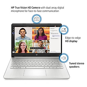 HP 14" Laptop Computer, Intel Quad-Core i5-1135G7 up to 4.2GHz (Beat i7-1065G7), 8GB DDR4 RAM, 256GB PCIe SSD, 802.11AC WiFi, Bluetooth 4.2, Natural Silver, Windows 11 Home, BROAG Extension Cable
