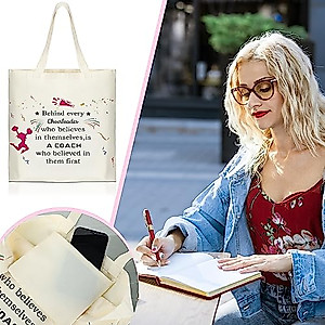 Paterr 2 Pack Cheer Bags for Cheerleaders Cheerleading Gifts Canvas Tote Bag for Women Teams Goodie Stuffers Party Supplies(White)