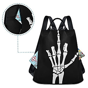 Glaphy Skull Finger Funny Backpack Purse for Women, Anti Theft Backpack Shoulder Bag, Fashion Casual Lightweight Ladies Backpack