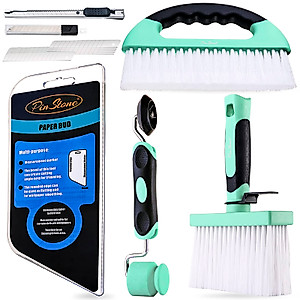 PinStone 15PC Wallpaper Smoothing Tool Kit: Multi-use Wallpaper Squeegee, Silicone Seam Detail Roller, Wallpaper Smoothing & Glue Brush for Peel and Stick Backsplash Tiles Adhesive Contact Paper Vinyl