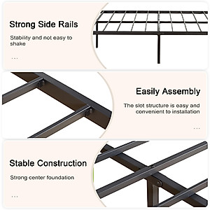 VECELO Queen Metal Platform Bed Frame with Headboard & Footboard, Steel Slats Mattress Foundation, No Box Spring Needed,Black