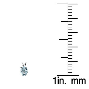 Dazzlingrock Collection 14K 8x6 mm Oval Cut Aquamarine Ladies Solitaire Pendant (Silver Chain Included), White Gold