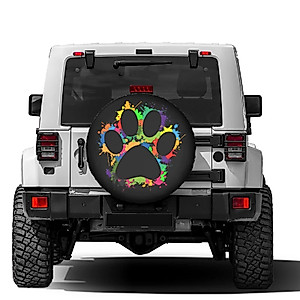 Foruidea Colorful Paw Spare Tire Cover Dust-Proof Wheel Tire Cover Fit Trailer, RV, SUV and Many Vehicle 17 Inch