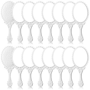 Yalikop 16 Pcs Vintage Handheld Mirror Portable Cute and Princess Hand Held Mirror Compact Travel Mirror Decorative Retro Makeup Mirror for Women(White)