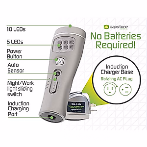 Capstone Lighting 4-in-1 Eco-I-Lite, 2 Pack – Emergency Flashlights, Night Light, Power Failure Light and Work Light – This Rechargeable LED Flashlight is Perfect for Power Outages and Hurricanes