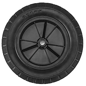 SINJEUN 4 Pack 8 Inch Black Plastic Wheel Replaces Wheel, Flat Free Grill Wheel with 1/2 Inch Axle, Replacement Hand Trucks Tires Lawnmower Wheels, Universal Wheel