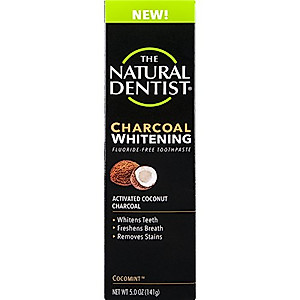 The Natural Dentist Charcoal Whitening SLS-Free Toothpaste, Cocomint, 5 Ounce Tube