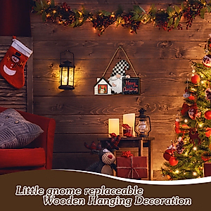 Thyle 31 Pcs Interchangeable Wooden Gnome sign Seasonal Gnome sign for Front Door Wood Gnome Door Hanger with Detachable Magnet Gnome Decorations for Home Wall Christmas Winter DIY Holiday Decor