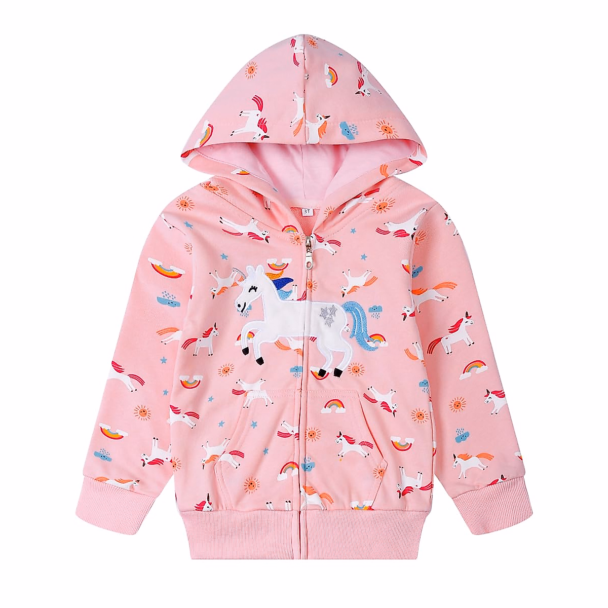 Akyzic Jackets for Girls Zip Up Hoodie Unicorn Jacket Kids Back to School Outfit Hooded Sweatshirt Toddler Winter Outerwear 5T/3012
