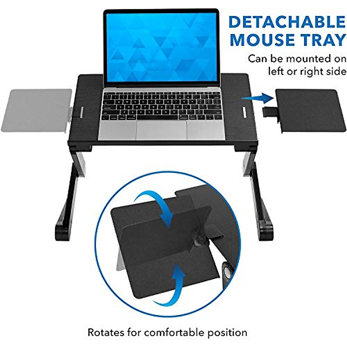 Mount-It! Adjustable Laptop Stand with Built-in Cooling Fans and Mouse Pad Tray, Easy to Use Ergonomic Laptop Stand for Bed, Couch, and Table, Portable and Lightweight