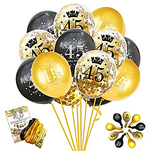 Jonhamwelbor 50th Birthday Balloons Gold and Black Party Decorations 15 Pack 12 inch Latex and Confetti Balloon Printed with Happy Birthday 50 for Women Men