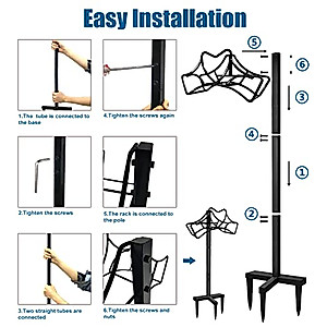Artigarden Outdoor Garden Freestanding Hose Holder Stand, Heavy Duty Metal Water Pipe Storage Rack Stake for Backyard, Black