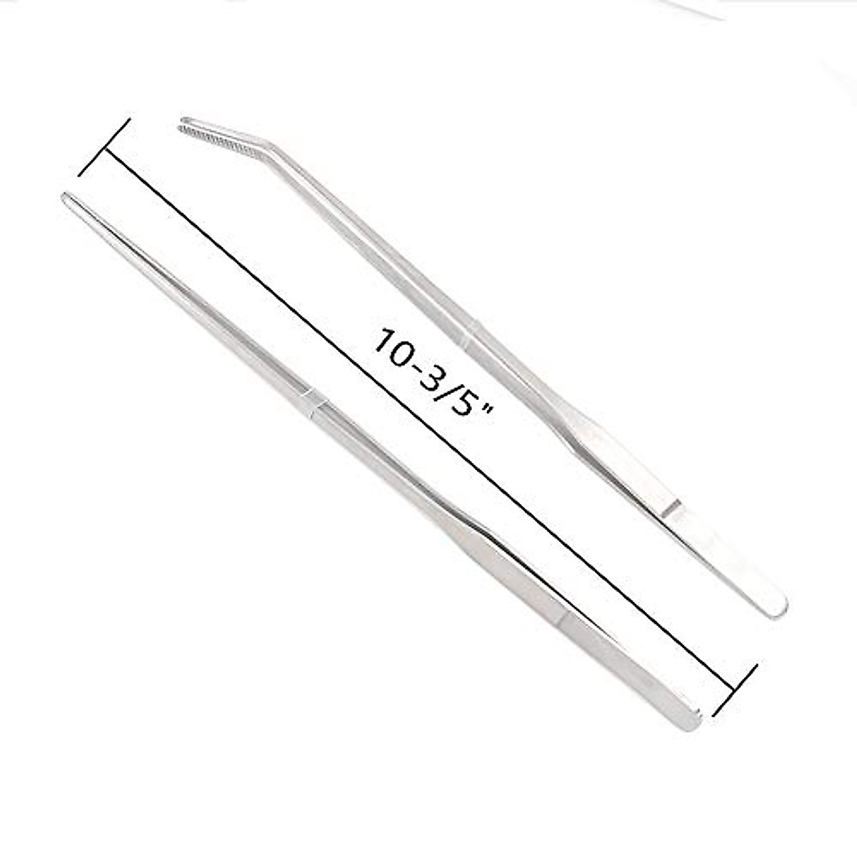 YOGURTCK Stainless Steel Long Reptile Tweezers Feeding Tongs for Snake Lizards Gecko and Bearded Dragon Leopard Spider Terrarium Supplies 2pcs - Silvery