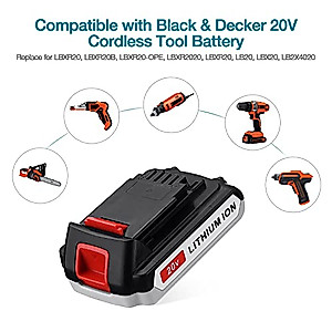 ORHFS Upgraded 2Packs 3600mAh 20 Volt MAX Lithium Ion Battery LBX20 Replace for Black+Decker 20V Max Lithium Battery LBXR20 LB20 LBX20 Black Decker 20v Battery
