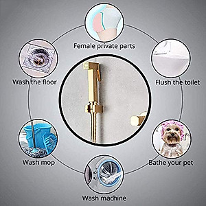 BINCAVIDOU Gold Solid Brass Hand Held Bidet Sprayer Toilet Kit Single Handle Bidet Faucet Wall Mounted Bidet Faucet for Bathroom Shower