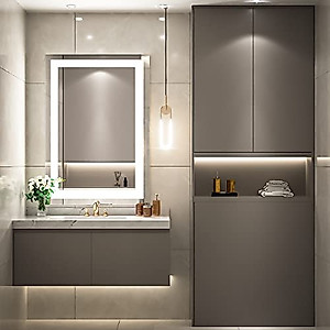 FTOTI 36 x 24 Inch LED Bathroom Mirror for Vanity,Wall Mounted Lighted Mirror, Frameless Bathroom Mirror with Lights Dimmable Anti-Fog Memory Function(Horizontal&Vertical)