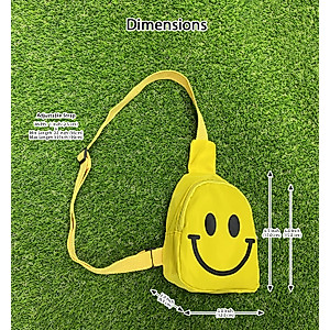 HOLAWIT Happy Face Fun Design Phone Holder Cute Sling Bag Positive Smile Crossbody Backpack for Kids Hiking Daypack Multipurpose Cross Body Chest Bag - Black