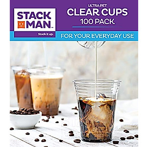 Crystal Clear Disposable Plastic Cups PET [100 Pack - 16 oz.]