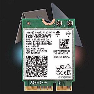 AX201NGW WiFi Card,WiFi 6E M.2 Laptop 2.4Gbps 802.11ax Wireless Intel AX201 Wireless Card 11AX WiFi Adapter with Bluetooth 5.3 MU-MIMO for Windows 10, 64-bit, Google Chrome OS, Linux(64bit)