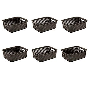 Sterilite 12726P06 Short Weave Basket, Espresso, 6-Pack