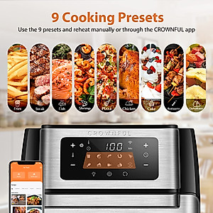 CROWNFUL Smart Air Fryer, 10.6 Quart Large WiFi Convection Toaster Oven Combo with Rotisserie & Dehydrator, Works with Alexa & Google Assistant, Accessories and Online Cookbook Included