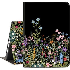 Lalumix iPad Air 2 Case,iPad 5Th Generation Case 2017,iPad Case 6Th Generation 2018,iPad 9.7 Case,iPad Air 1 Case Auto Wake/Sleep Multi-Angle Viewing Adjustable Stand Shockproof Protective Flowers