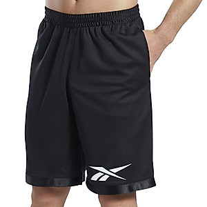 Reebok Men's Standard Basketball Mesh Shorts, Black, XL