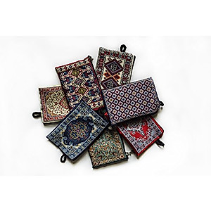 Oriental Carpet Woven Fabric Bookmark - 6 Bookmark Design Collection - Set #2 Beautiful, Elegant, Cloth Bookmarks! Best Gifts & Stocking Stuffers for Men,Women,Teachers & Librarians!