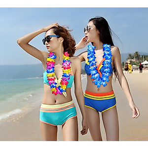 Miyumati 50Pcs Hawaiian Leis for Luau Party Bulk, Luau Leis Lays Necklace Hawaiian Party Supplies for Adults and Kids, Hawaiian Flower Leis for Tropical/Pool/Beach Themed Party