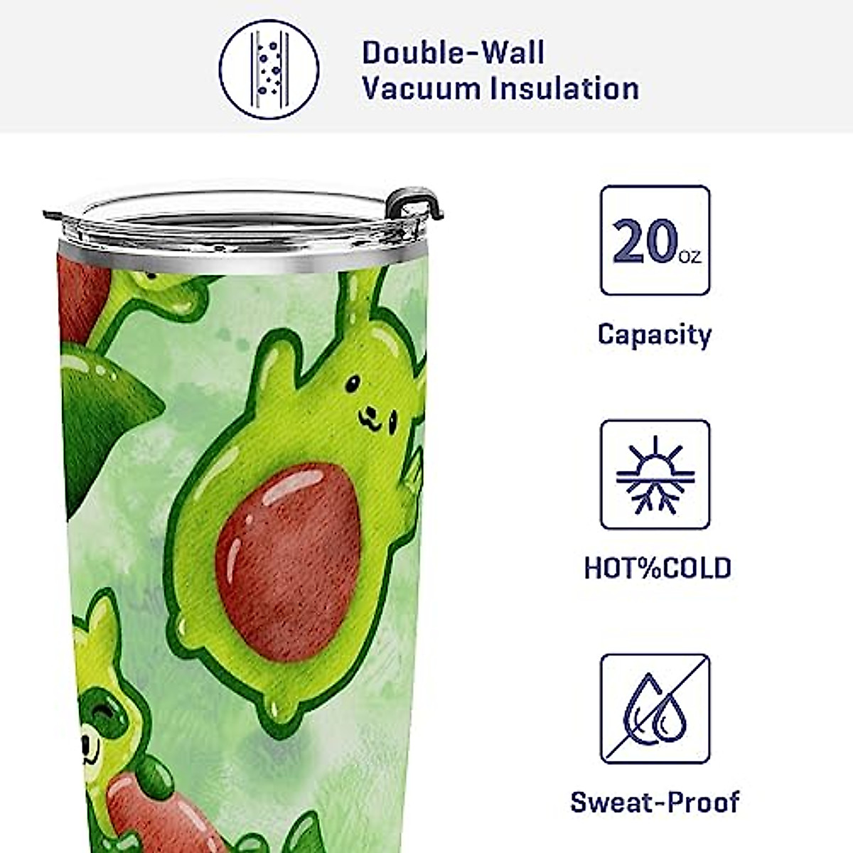 Kigai Stainless Steel Water Bottles Tumbler with Lids & Straws Vacuum Insulated Leak Proof Travel coffee Mug BPA FREE Smoothie Cup 12 OZ, Avocado Animals56954