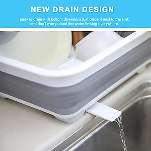 MontNorth Collapsible Dish Drainer with Drain Plug and Swivel Spout, Space-Saving, Portable Dish Rack for Kitchens, RVs, Campers and Travel Trailers