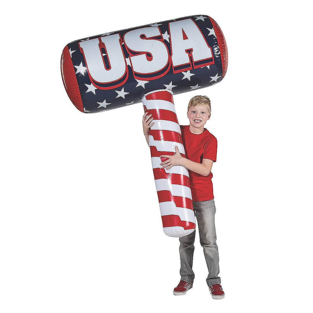 Fun Express Large Inflatable Patriotic Hammer – 5 Feet Tall Red White & Blue Design Perfect for 4th of July Celebrations – Parades Sporting Events Party Décor & Fun Photo Opportunities – 1 Piece