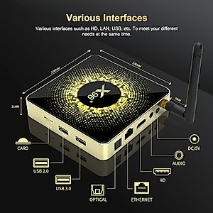SHYSKY X96 X10 8K Ultra HD Android TV Box Android 11.0 Amlogic S928X LPDDR4 8GB RAM 64GB ROM WiFi6 1000M BT5.2 USB3.0 Support AV1 8K 60fps H.265 HDR Box with i8 Keyboard