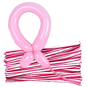 Carykon 100 PCS Thickening Latex Long Twisting Magic Balloons Solid Color Twisting Balloon for Animals (Pink)