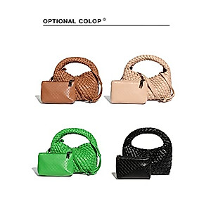 Womens Vegan Leather woven handbags Handmade Beach Bag Top-handle Handbag bottega bag dupes naghedi hobo bags for women (Black)
