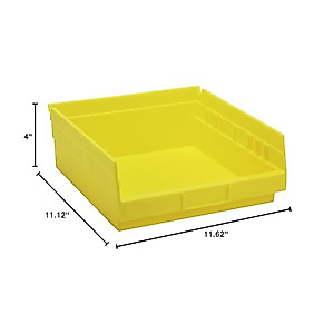 QUANTUM STORAGE SYSTEMS K-QSB109YL-10 10-Pack Plastic Shelf Bin Storage Containers, 11-5/8" x 11-1/8" x 4", Yellow