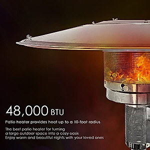 Patio Heater, GreenVines 48000BTU Outdoor Propane Heaters with Anti-tilt & Flame-out Protection System, Stainless Steel Garden Heat Lamp with Wheels for Backyard, Porch, Deck, Outside, ETL Listed…