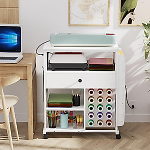 SEPTBOT Rolling Craft Storage Cart with Power Outlet and 23 Vinyl Roll Holders, Craft Rolling Storage Organizer Compatible with Cart Machines, Craft Organization and Storage Cart for Home Office