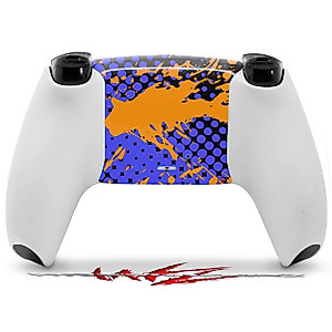 WraptorSkinz Skin Wrap compatible with Sony PS5 DualSense Controller Halftone Splatter Orange Blue (CONTROLLER NOT INCLUDED)