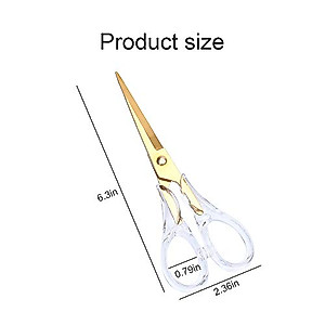 Stylish Acrylic Gold Multipurpose Scissors Stainless Steel 6.3 Inches Office Scissors Desktop Stationery for Cutting Heavy Duty Leather Arts Fabric Crafts Scissors (Gold)
