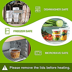 NEEBAKE 16 Oz Deli-Containers-with-Lids: [60 Set] Plastic Food-Storage-Containers-with-Lids, Microwaveable & Freezer Safe To-Go-Containers, Leak-proof BPA-Free Soup Overnight Oats Meal-Prep-Cont