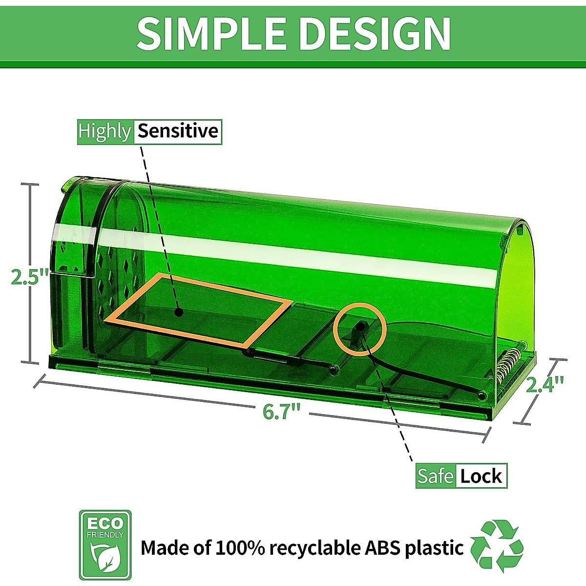 LULUCATCH Mouse Traps 2 Pack, Humane Mouse Traps, Catch Release No Kill, Easy to Set Live Mousetrap, Effective Reusable Rat Traps for Indoor Outdoor Home Use, Kids Pets Safe