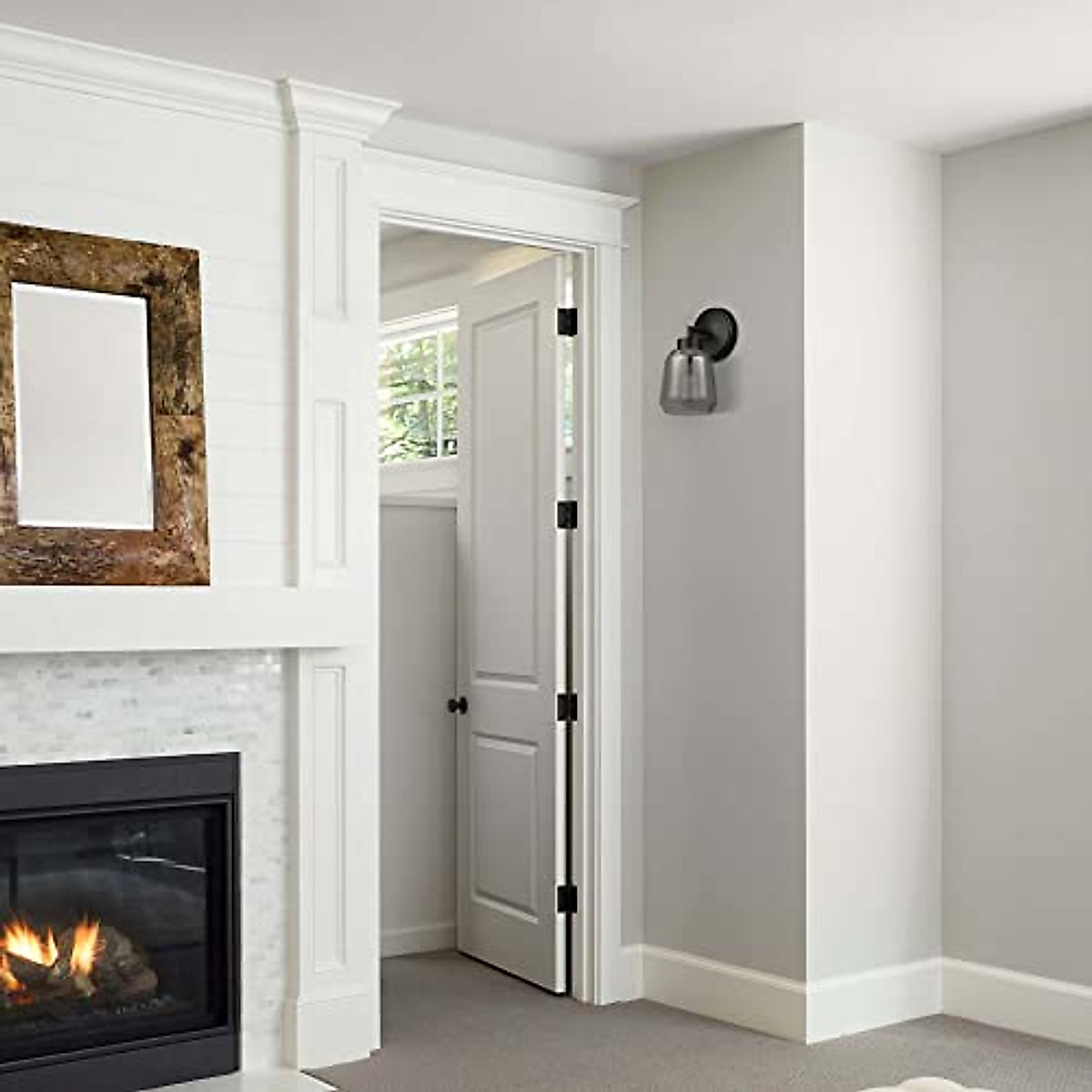 Globe Electric 65549 1-Light Plug-in or Hardwire Wall Sconce, Matte Black, Plated Smoked Mirror Glass Shade, Black Fabric Cord, in-Line On/Off Switch, Wall Lights for Bedroom, Bulb Not Included