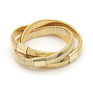 Marshal Metal Fashion Bracelet Omega Stretch Triple Cobra Bracelet (10mm x3) (Gold)