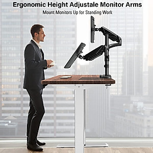 MOUNTUP Dual Monitor Stand, Height Adjustable Monitor Desk Mount, Gas Spring Monitor Arm for Two 17-32 Inch Screens, with C Clamp/Grommet Mounting Base, Holds 4.4-17.6 lbs per Arm, Max VESA 100x100mm