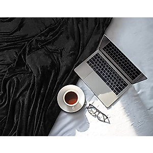 Utopia Bedding Fleece Blankets Bundle Pack of Black and Burgundy Queen Size Bed Blankets