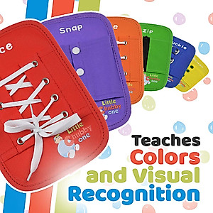 LITTLE CHUBBY ONE Busy Board Set - Learning Activity Toy - Educational Toy Helps Develop Motor Skills Dress Skills Color Recognition and Hand Eye Coordination Perfect for Traveling (4x5 Inches)