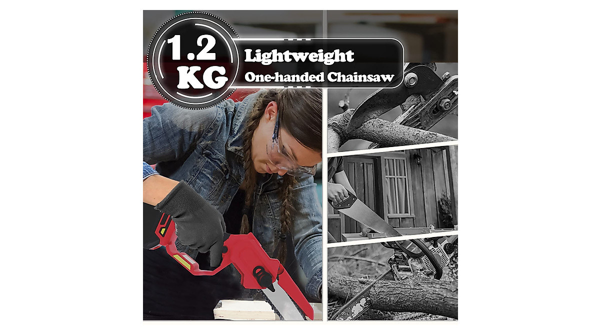 Lightweight Cordless Mini Chainsaw Kit - 6 Inch Brushless