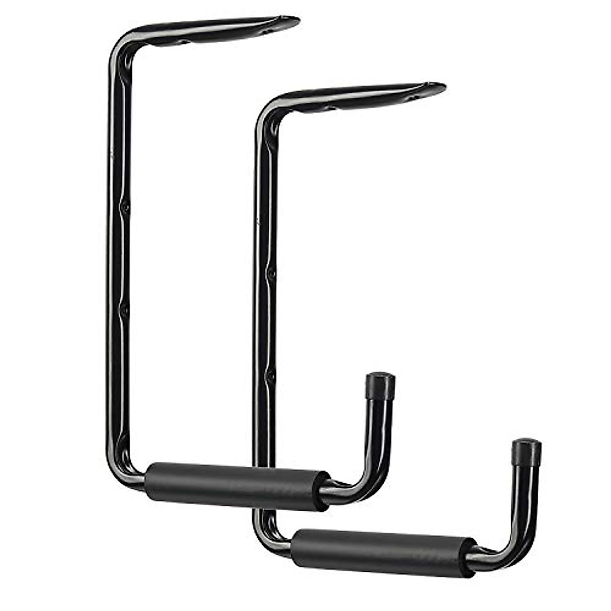 Ladder Hooks for Garage Ceiling, 15.3" Wall Mounted Garage Storage Hooks, Heavy Duty Utility Hanger for Ladder, Wood, Tools, Garden Hose and Bike(2 Pack, Black)